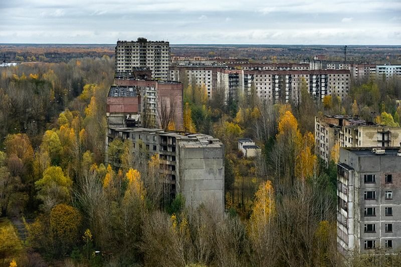 Prypeć 33 lata po katastrofie w Czarnobylu - miasto z lotu ptaka